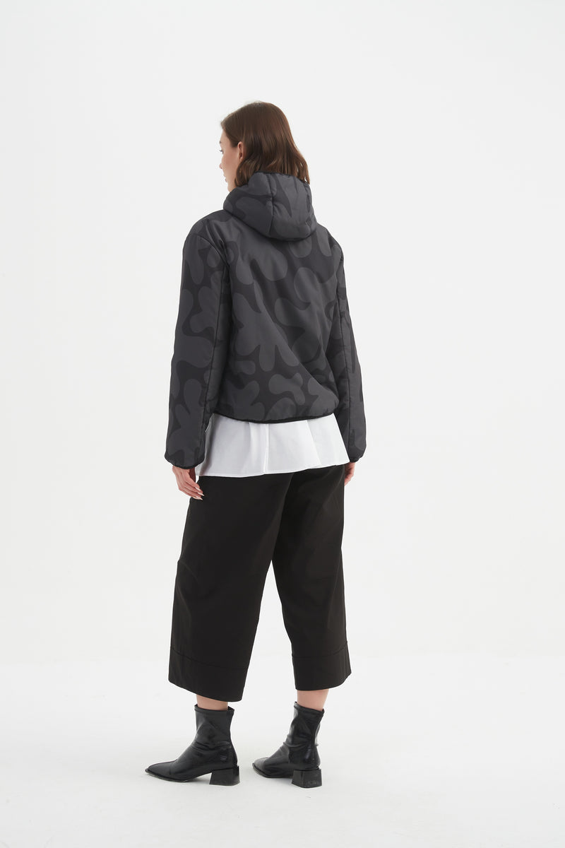 Tirelli - Reversible Print Puffer Jacket - Blot Print Charcoal/Black ...
